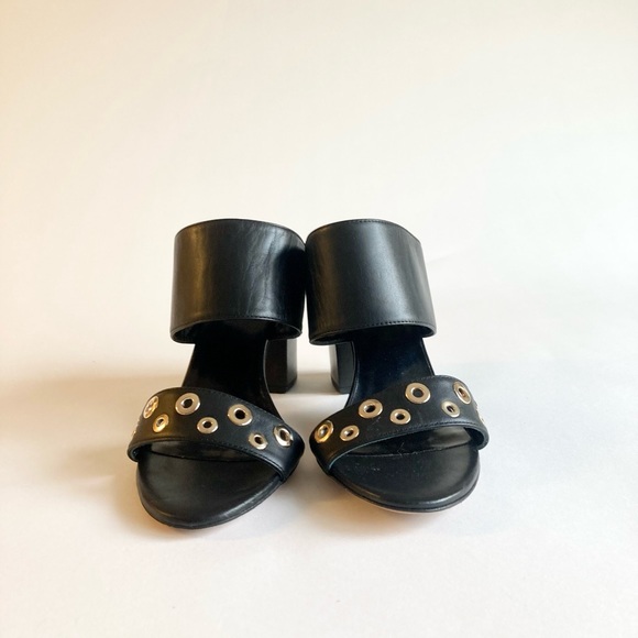 M. Gemi | Shoes | New M Gemi Black Genuine Leather Heeled Sandals Size ...